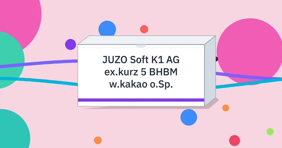 Symbolbild: Packung mit der Aufschrift JUZO Soft K1 AG ex.kurz 5 BHBM w.kakao o.Sp. (PZN 14866559) – Verfügbarkeit und Bezug in Apotheken in Frankfurt am Main