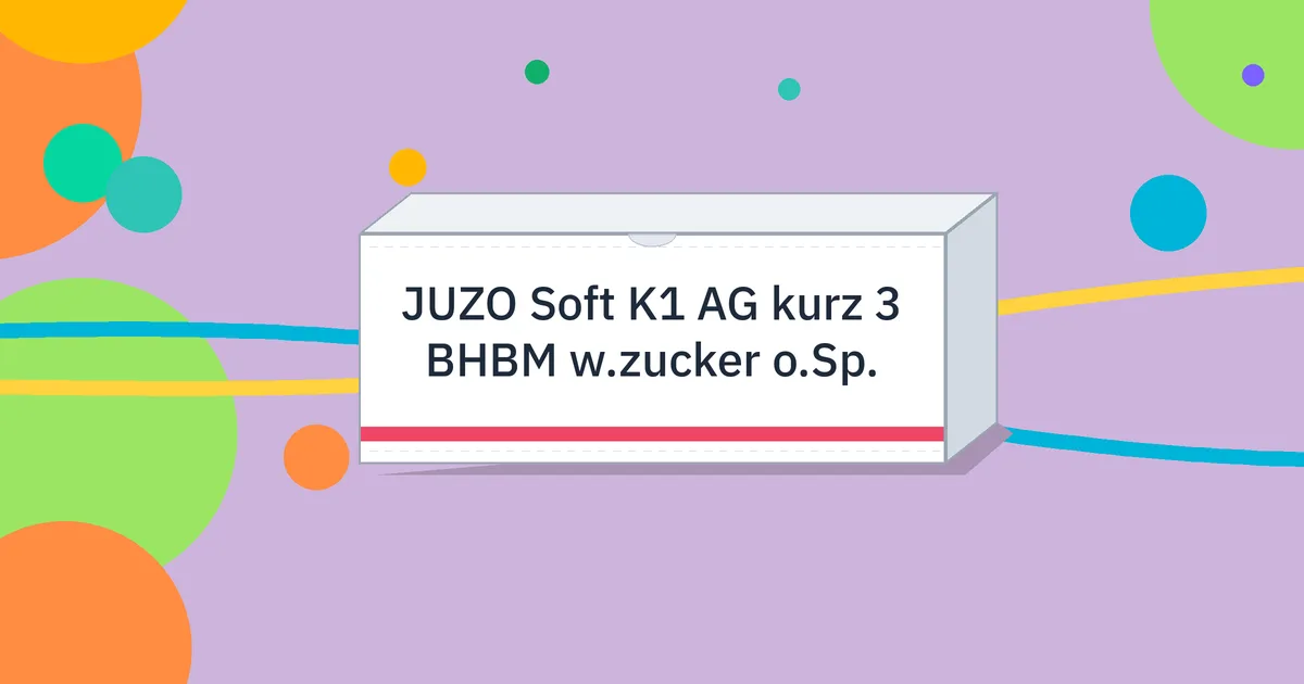 Symbolbild: Packung mit der Aufschrift JUZO Soft K1 AG kurz 3 BHBM w.zucker o.Sp. (PZN 14865270) – Verfügbarkeit und Bezug in Apotheken in Frankfurt am Main