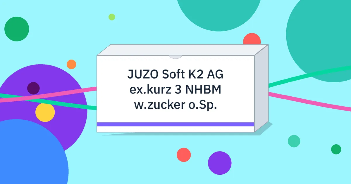Symbolbild: Packung mit der Aufschrift JUZO Soft K2 AG ex.kurz 3 NHBM w.zucker o.Sp. (PZN 15022160) – Verfügbarkeit und Bezug in Apotheken in Frankfurt am Main