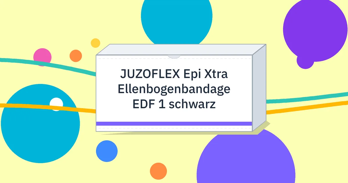 Symbolbild: Packung mit der Aufschrift JUZOFLEX Epi Xtra Ellenbogenbandage EDF 1 schwarz (PZN 16635580) – Verfügbarkeit und Bezug in Apotheken in Frankfurt am Main