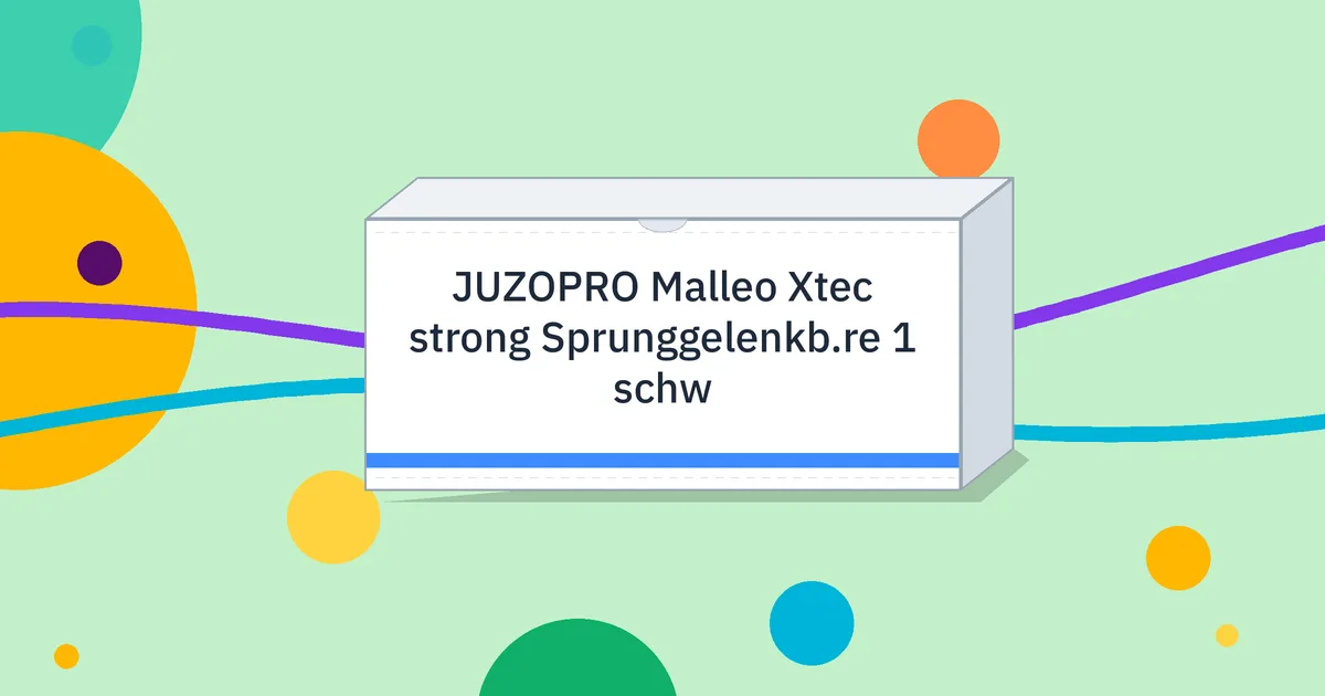 Symbolbild: Packung mit der Aufschrift JUZOPRO Malleo Xtec strong Sprunggelenkb.re 1 schw (PZN 19074024) – Verfügbarkeit und Bezug in Apotheken in Frankfurt am Main