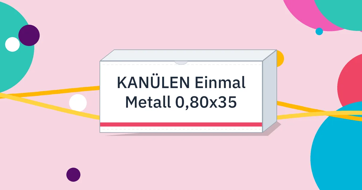 Symbolbild: Packung mit der Aufschrift KANÜLEN Einmal Metall 0,80x35 (PZN 01729281) – Verfügbarkeit und Bezug in Apotheken in Frankfurt am Main