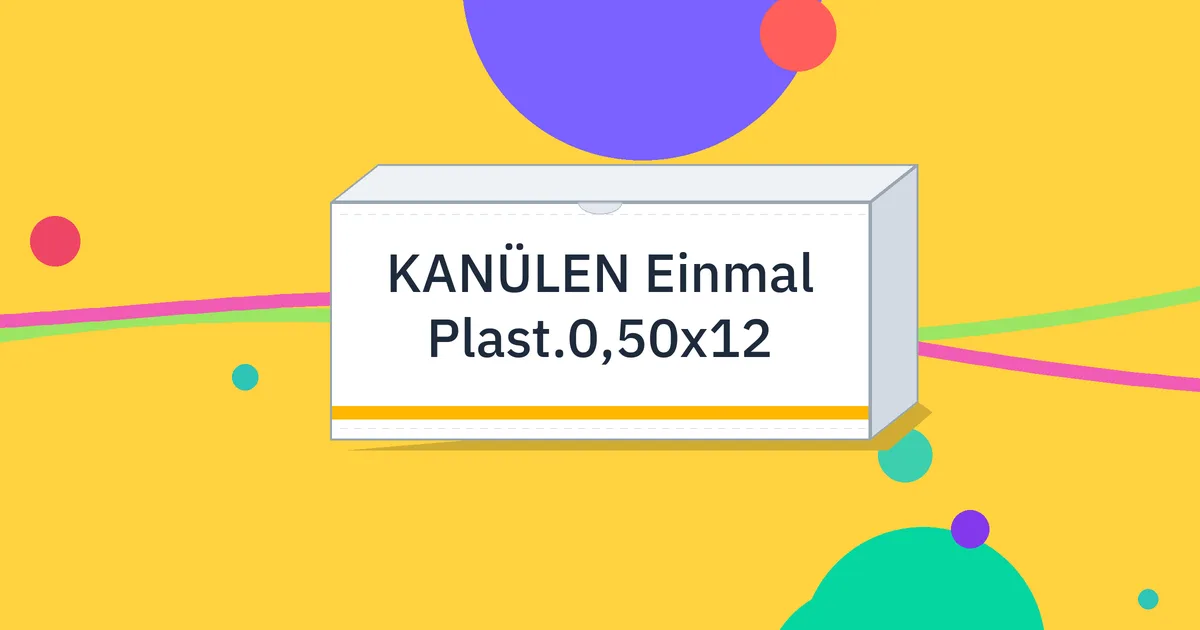 Symbolbild: Packung mit der Aufschrift KANÜLEN Einmal Plast.0,50x12 (PZN 01965320) – Verfügbarkeit und Bezug in Apotheken in Frankfurt am Main