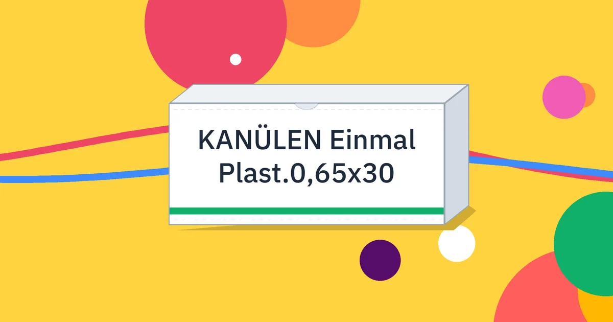 Symbolbild: Packung mit der Aufschrift KANÜLEN Einmal Plast.0,65x30 (PZN 01729074) – Verfügbarkeit und Bezug in Apotheken in Frankfurt am Main