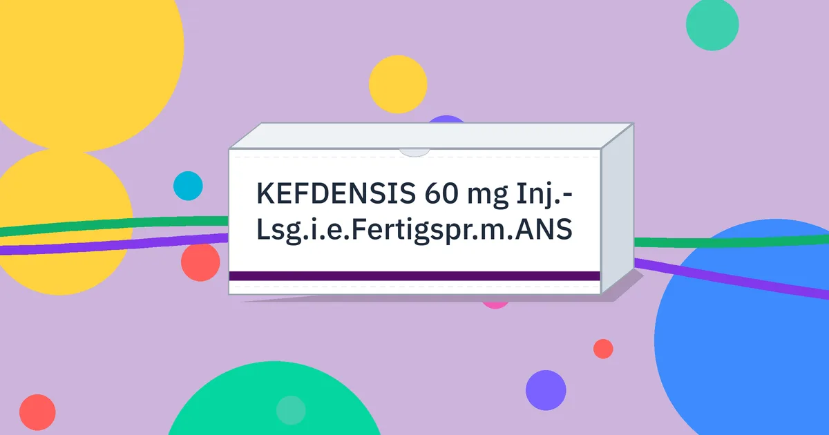 Symbolbild: Packung mit der Aufschrift KEFDENSIS 60 mg Inj.-Lsg.i.e.Fertigspr.m.ANS (PZN 19669562) – Verfügbarkeit und Bezug in Apotheken in Frankfurt am Main