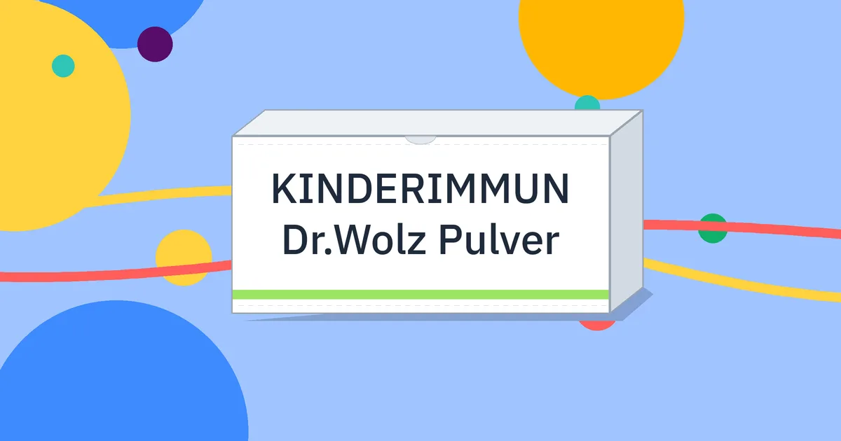 Symbolbild: Packung mit der Aufschrift KINDERIMMUN Dr.Wolz Pulver (PZN 04637585) – Verfügbarkeit und Bezug in Apotheken in Frankfurt am Main