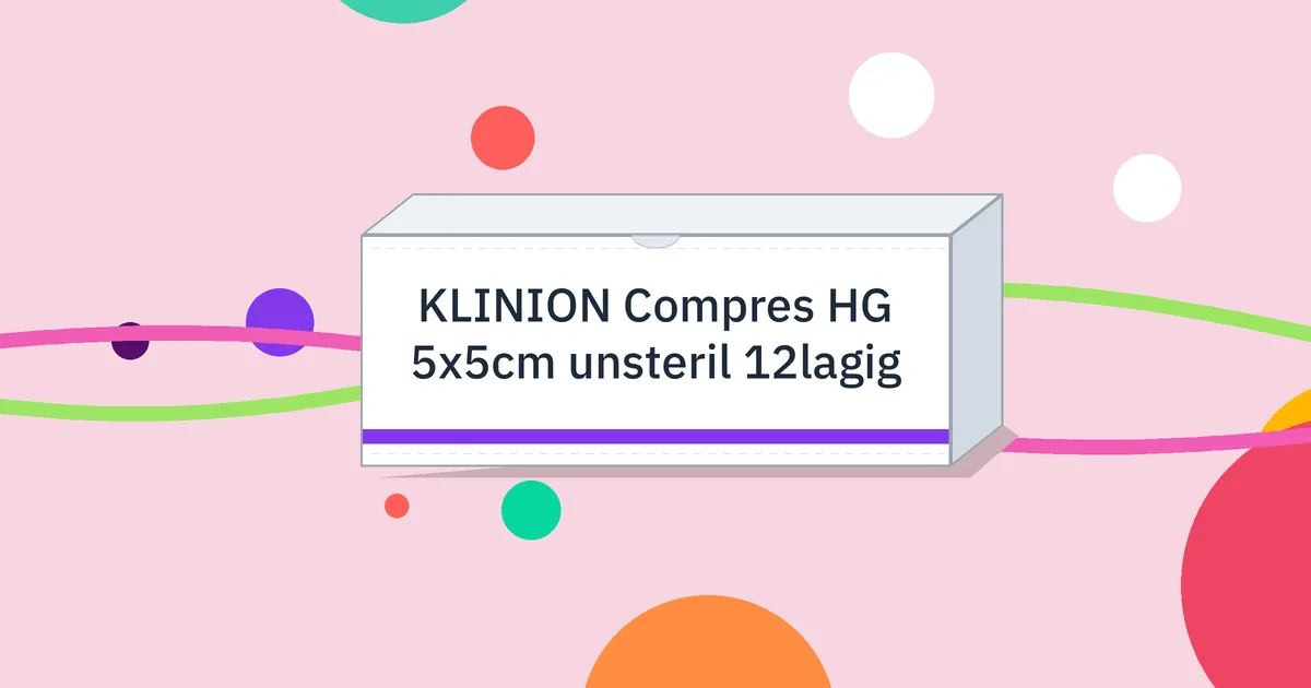 Symbolbild: Packung mit der Aufschrift KLINION Compres HG 5x5cm unsteril 12lagig (PZN 06465148) – Verfügbarkeit und Bezug in Apotheken in Frankfurt am Main