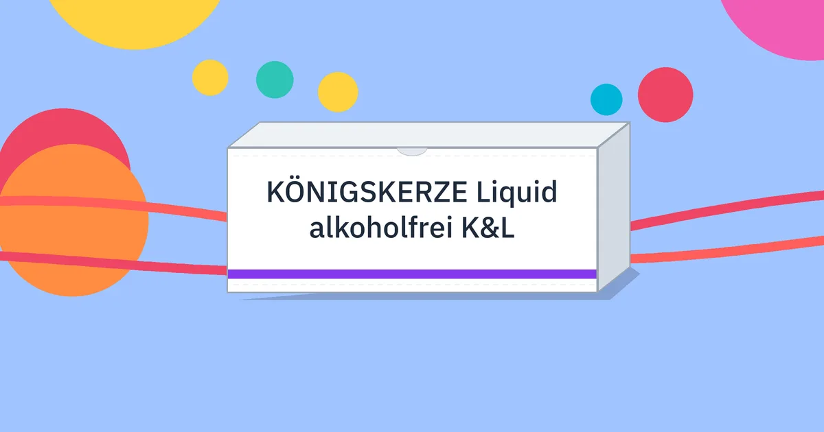 Symbolbild: Packung mit der Aufschrift KÖNIGSKERZE Liquid alkoholfrei K&L (PZN 17215710) – Verfügbarkeit und Bezug in Apotheken in Frankfurt am Main