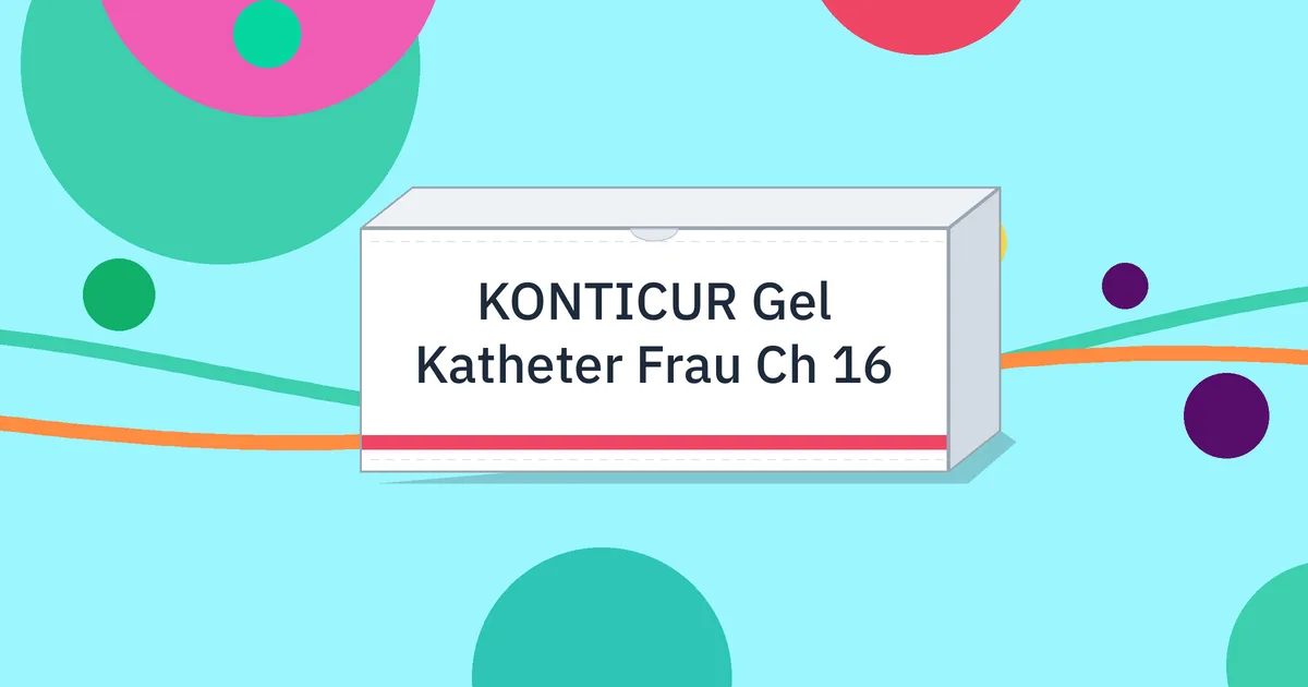 Symbolbild: Packung mit der Aufschrift KONTICUR Gel Katheter Frau Ch 16 (PZN 10099258) – Verfügbarkeit und Bezug in Apotheken in Frankfurt am Main