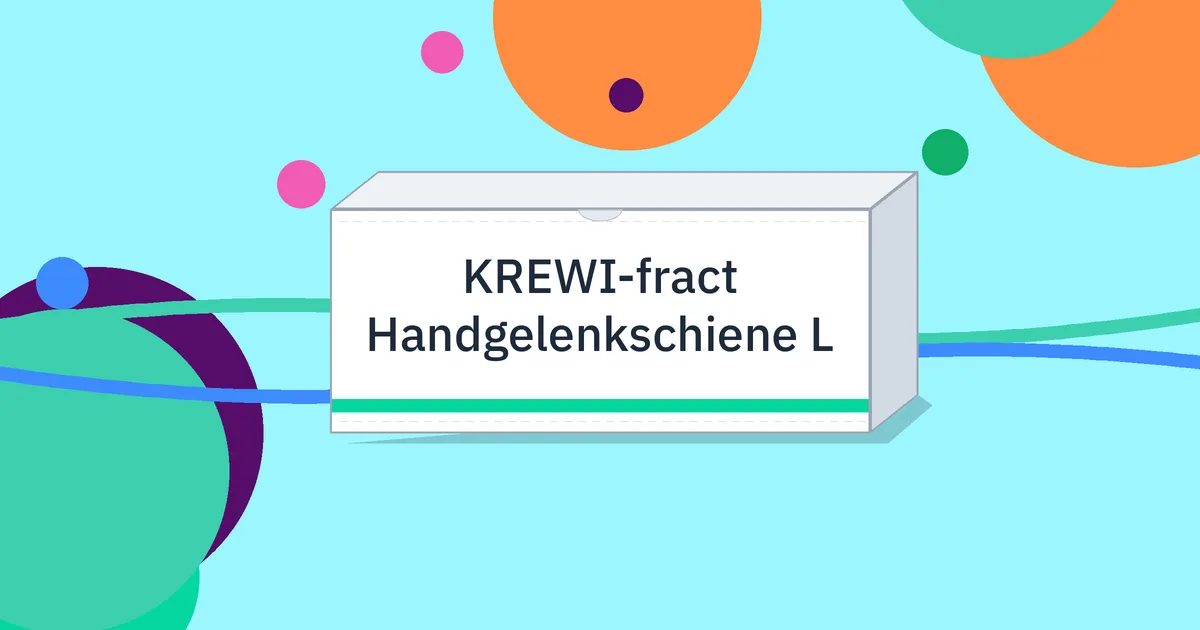 Symbolbild: Packung mit der Aufschrift KREWI-fract Handgelenkschiene L (PZN 17300396) – Verfügbarkeit und Bezug in Apotheken in Frankfurt am Main