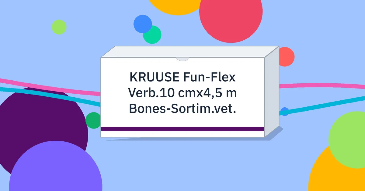 Symbolbild: Packung mit der Aufschrift KRUUSE Fun-Flex Verb.10 cmx4,5 m Bones-Sortim.vet. (PZN 18443784) – Verfügbarkeit und Bezug in Apotheken in Frankfurt am Main