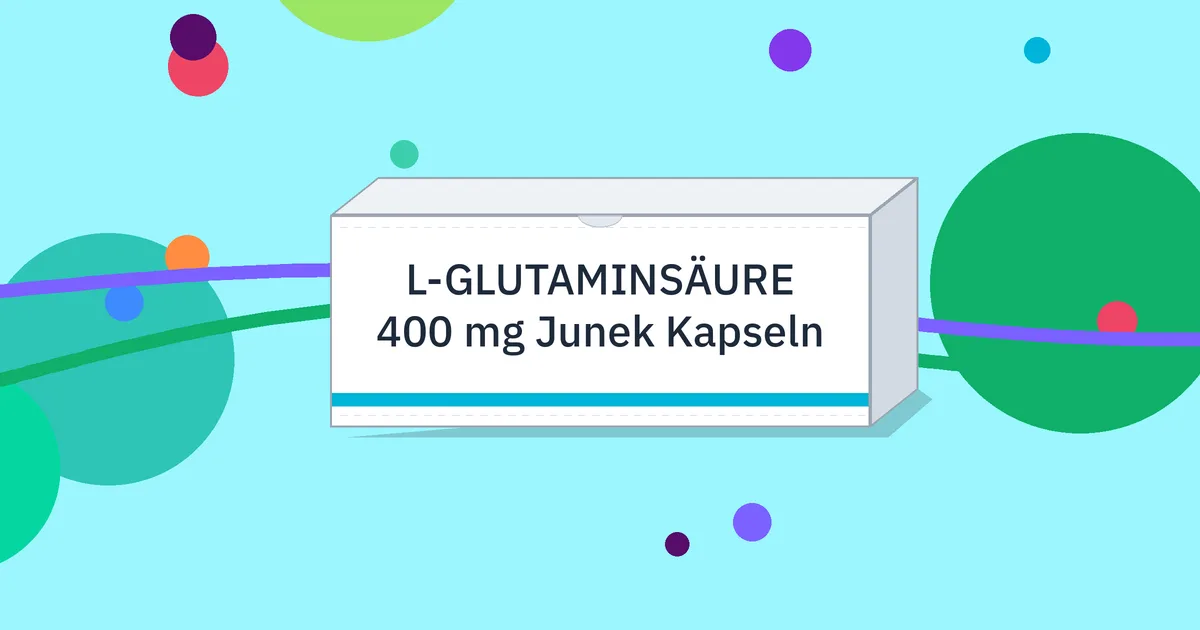 Symbolbild: Packung mit der Aufschrift L-GLUTAMINSÄURE 400 mg Junek Kapseln (PZN 10523733) – Verfügbarkeit und Bezug in Apotheken in Frankfurt am Main