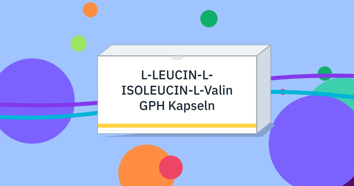 Symbolbild: Packung mit der Aufschrift L-LEUCIN-L-ISOLEUCIN-L-Valin GPH Kapseln (PZN 17755369) – Verfügbarkeit und Bezug in Apotheken in Frankfurt am Main