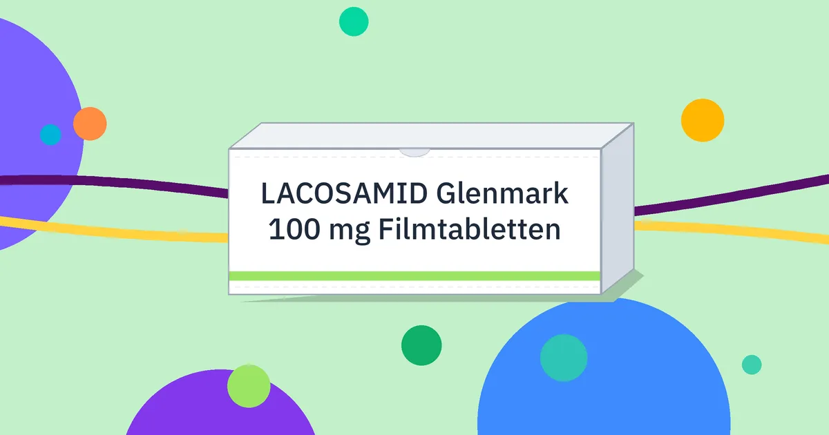 Symbolbild: Packung mit der Aufschrift LACOSAMID Glenmark 100 mg Filmtabletten (PZN 17534823) – Verfügbarkeit und Bezug in Apotheken in Frankfurt am Main