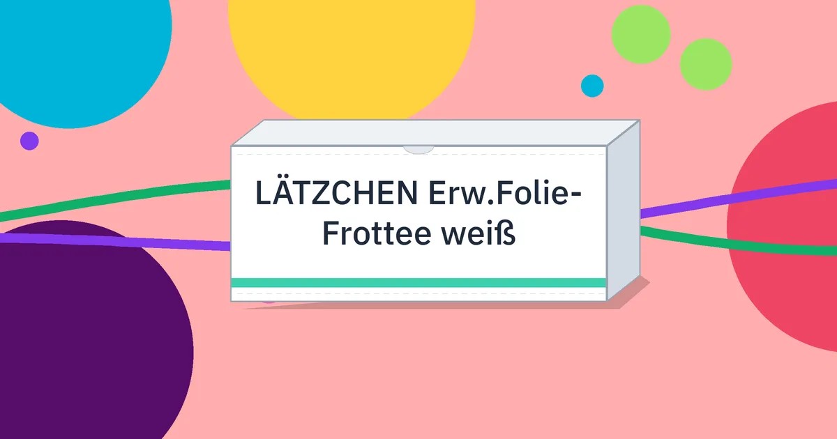 Symbolbild: Packung mit der Aufschrift LÄTZCHEN Erw.Folie-Frottee weiß (PZN 03010766) – Verfügbarkeit und Bezug in Apotheken in Frankfurt am Main