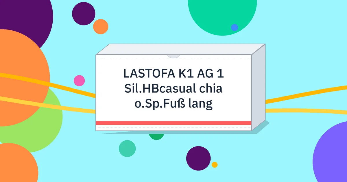 Symbolbild: Packung mit der Aufschrift LASTOFA K1 AG 1 Sil.HBcasual chia o.Sp.Fuß lang (PZN 14147698) – Verfügbarkeit und Bezug in Apotheken in Frankfurt am Main