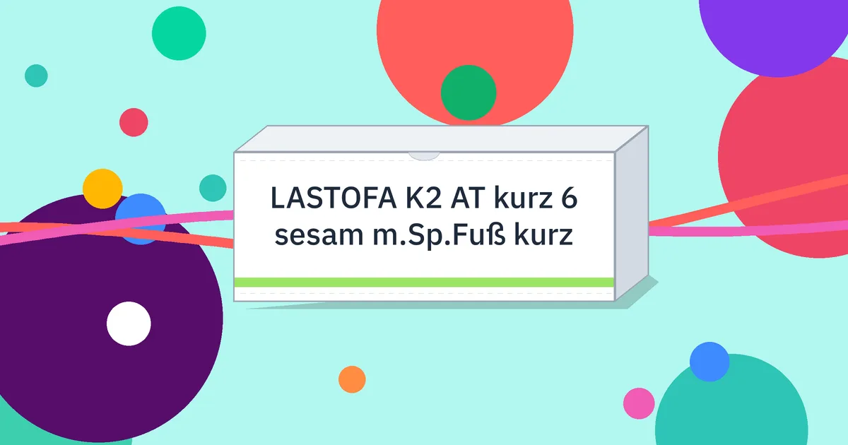 Symbolbild: Packung mit der Aufschrift LASTOFA K2 AT kurz 6 sesam m.Sp.Fuß kurz (PZN 13810232) – Verfügbarkeit und Bezug in Apotheken in Frankfurt am Main