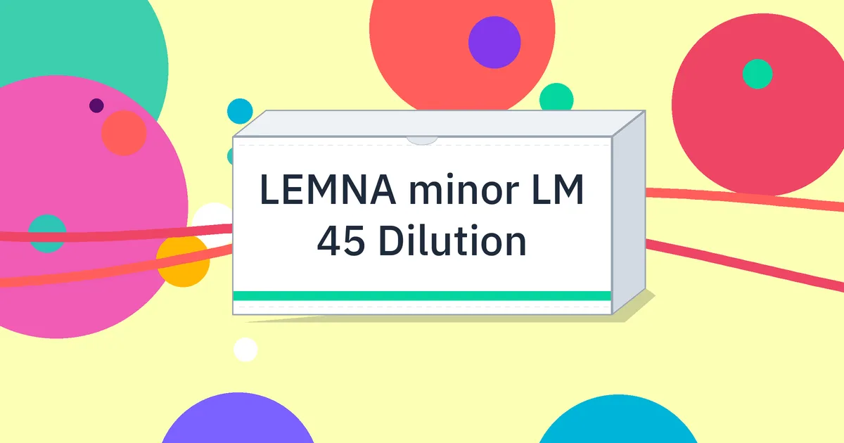 Symbolbild: Packung mit der Aufschrift LEMNA minor LM 45 Dilution (PZN 13525201) – Verfügbarkeit und Bezug in Apotheken in Frankfurt am Main