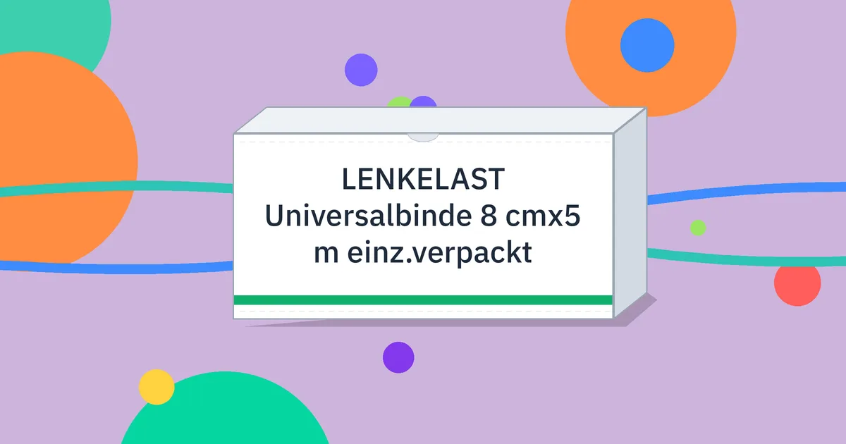 Symbolbild: Packung mit der Aufschrift LENKELAST Universalbinde 8 cmx5 m einz.verpackt (PZN 10931567) – Verfügbarkeit und Bezug in Apotheken in Frankfurt am Main