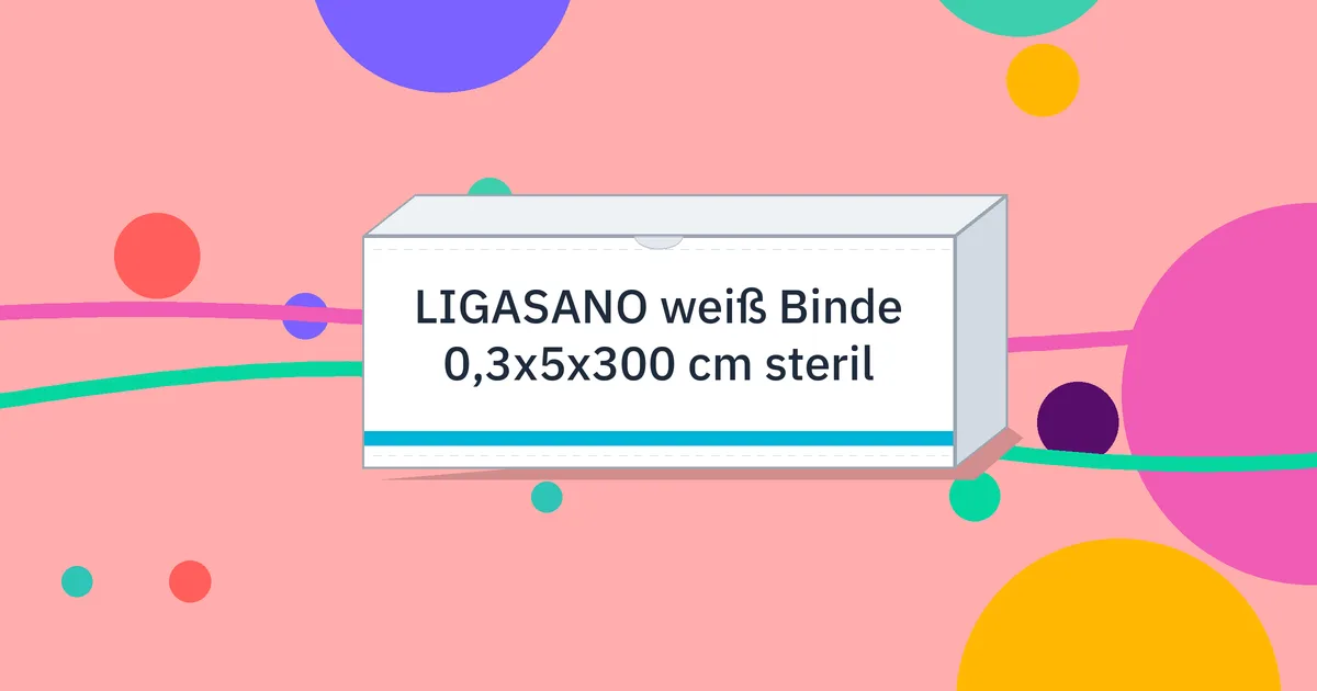 Symbolbild: Packung mit der Aufschrift LIGASANO weiß Binde 0,3x5x300 cm steril (PZN 17251605) – Verfügbarkeit und Bezug in Apotheken in Frankfurt am Main