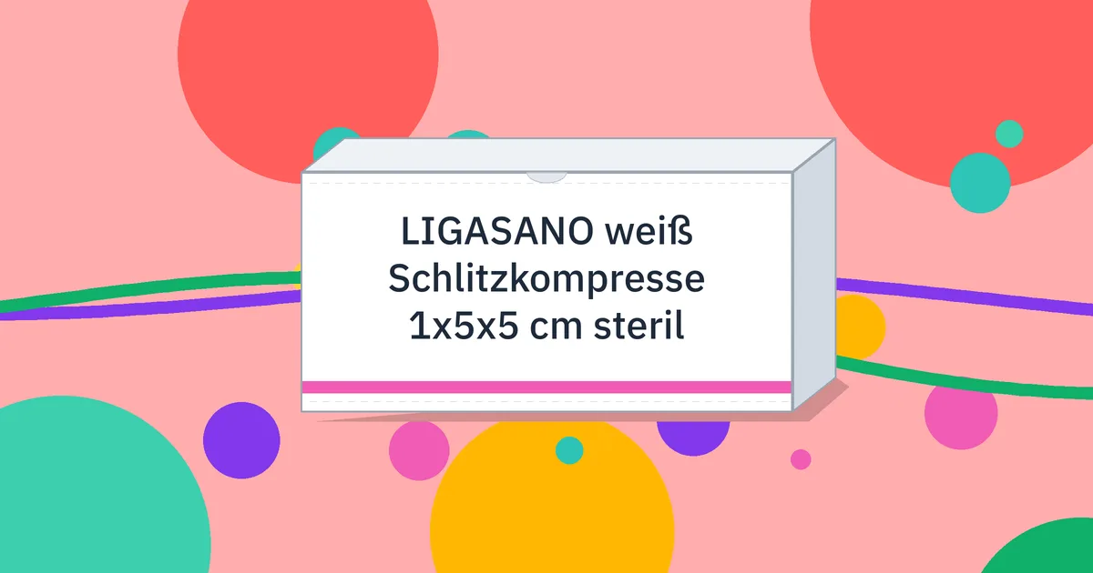 Symbolbild: Packung mit der Aufschrift LIGASANO weiß Schlitzkompresse 1x5x5 cm steril (PZN 17251120) – Verfügbarkeit und Bezug in Apotheken in Frankfurt am Main