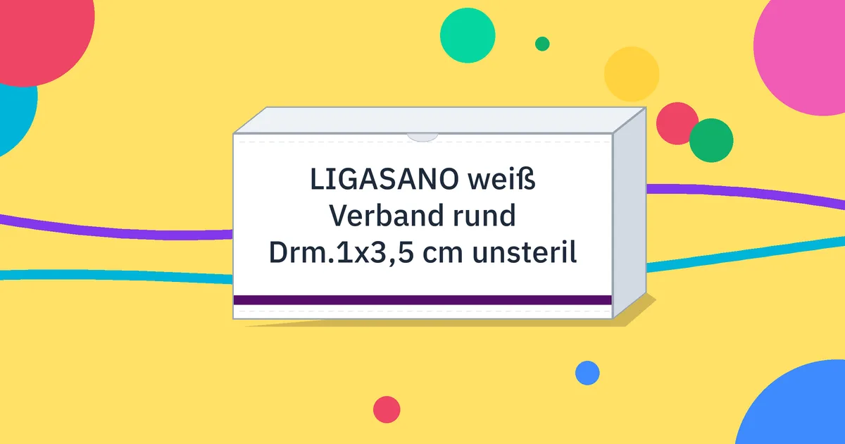 Symbolbild: Packung mit der Aufschrift LIGASANO weiß Verband rund Drm.1x3,5 cm unsteril (PZN 17250994) – Verfügbarkeit und Bezug in Apotheken in Frankfurt am Main