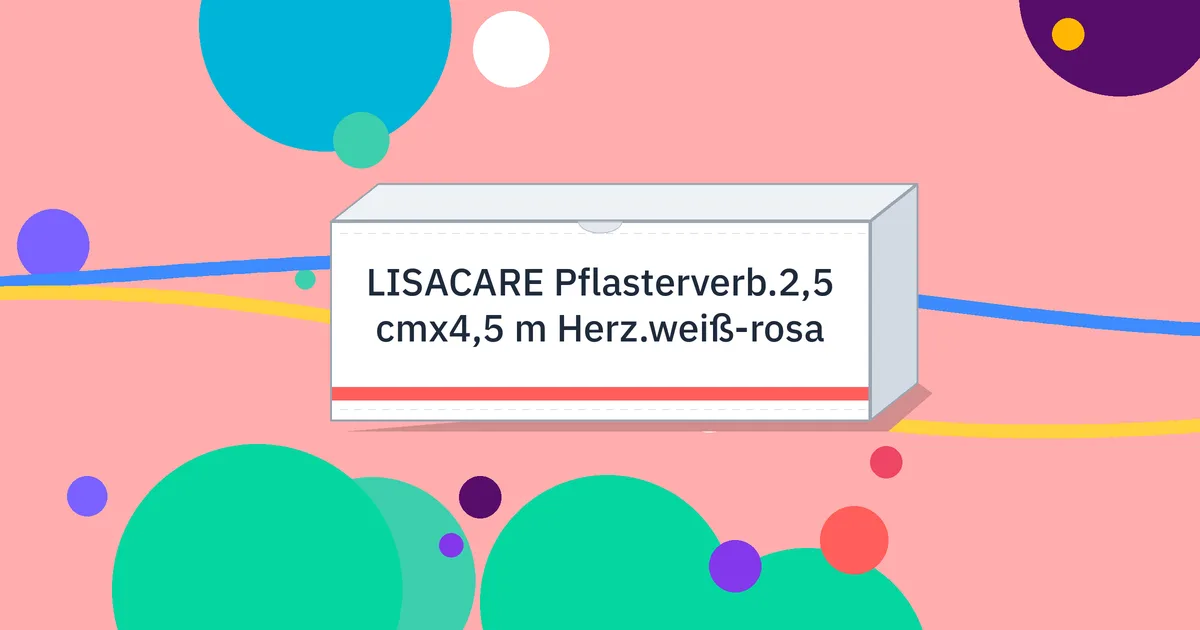 Symbolbild: Packung mit der Aufschrift LISACARE Pflasterverb.2,5 cmx4,5 m Herz.weiß-rosa (PZN 17891902) – Verfügbarkeit und Bezug in Apotheken in Frankfurt am Main