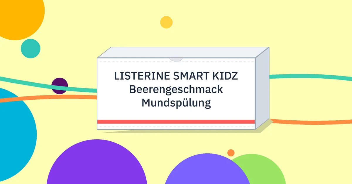 Symbolbild: Packung mit der Aufschrift LISTERINE SMART KIDZ Beerengeschmack Mundspülung (PZN 09492950) – Verfügbarkeit und Bezug in Apotheken in Frankfurt am Main
