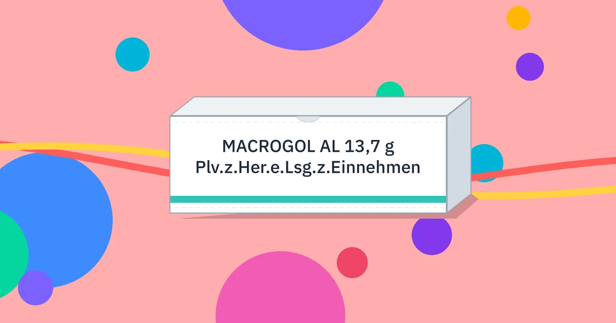 Symbolbild: Packung mit der Aufschrift MACROGOL AL 13,7 g Plv.z.Her.e.Lsg.z.Einnehmen (PZN 10997508) – Verfügbarkeit und Bezug in Apotheken in Frankfurt am Main