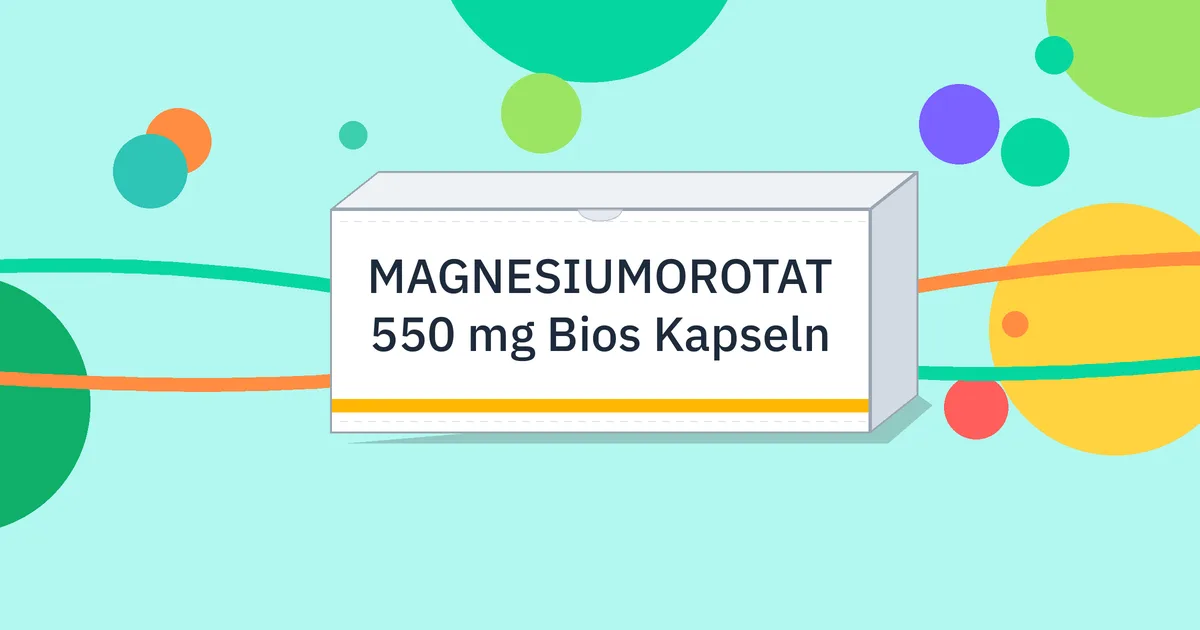 Symbolbild: Packung mit der Aufschrift MAGNESIUMOROTAT 550 mg Bios Kapseln (PZN 16329222) – Verfügbarkeit und Bezug in Apotheken in Frankfurt am Main