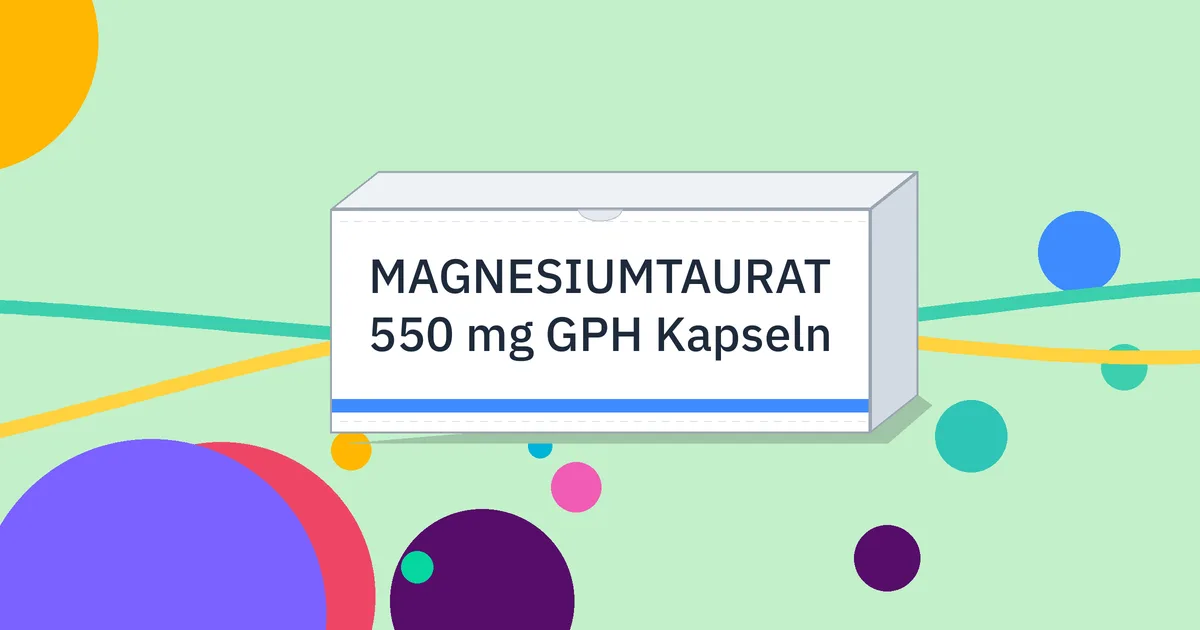 Symbolbild: Packung mit der Aufschrift MAGNESIUMTAURAT 550 mg GPH Kapseln (PZN 18310310) – Verfügbarkeit und Bezug in Apotheken in Frankfurt am Main