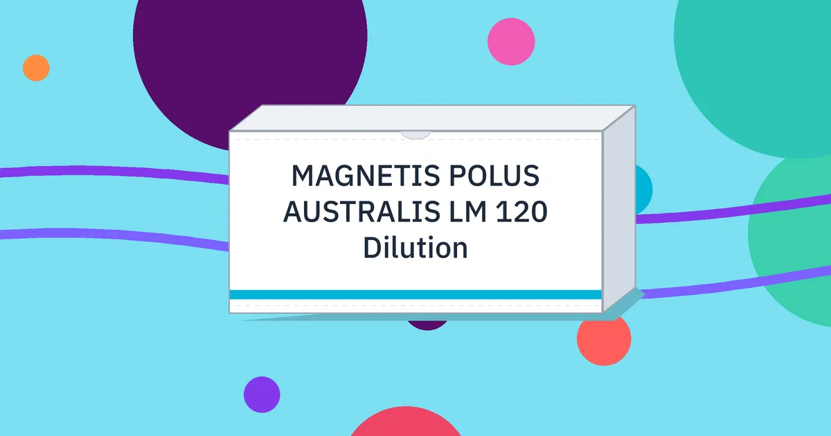 Symbolbild: Packung mit der Aufschrift MAGNETIS POLUS AUSTRALIS LM 120 Dilution (PZN 12941736) – Verfügbarkeit und Bezug in Apotheken in Frankfurt am Main