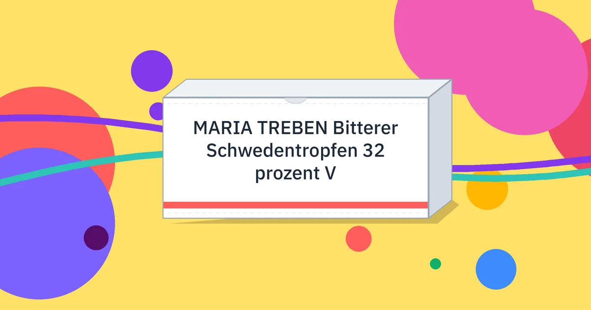 Symbolbild: Packung mit der Aufschrift MARIA TREBEN Bitterer Schwedentropfen 32 prozent V (PZN 05996091) – Verfügbarkeit und Bezug in Apotheken in Frankfurt am Main