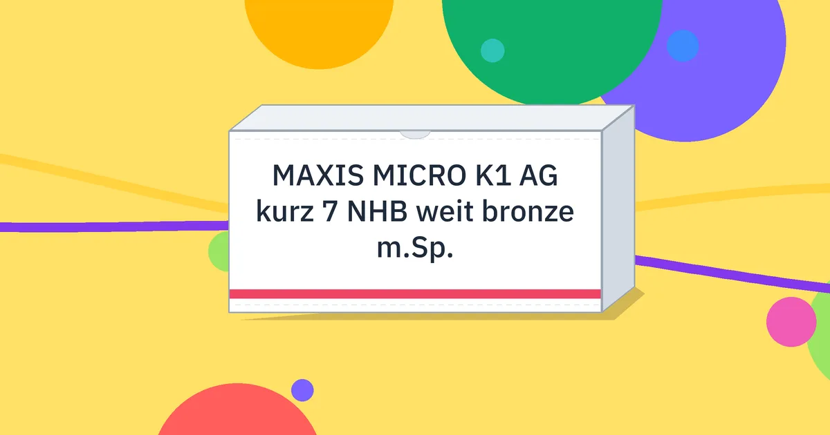 Symbolbild: Packung mit der Aufschrift MAXIS MICRO K1 AG kurz 7 NHB weit bronze m.Sp. (PZN 17672318) – Verfügbarkeit und Bezug in Apotheken in Frankfurt am Main