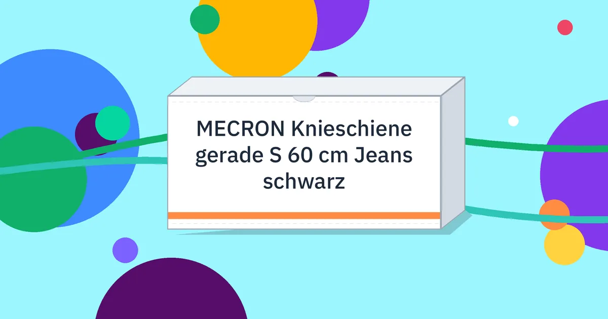 Symbolbild: Packung mit der Aufschrift MECRON Knieschiene gerade S 60 cm Jeans schwarz (PZN 02905716) – Verfügbarkeit und Bezug in Apotheken in Frankfurt am Main