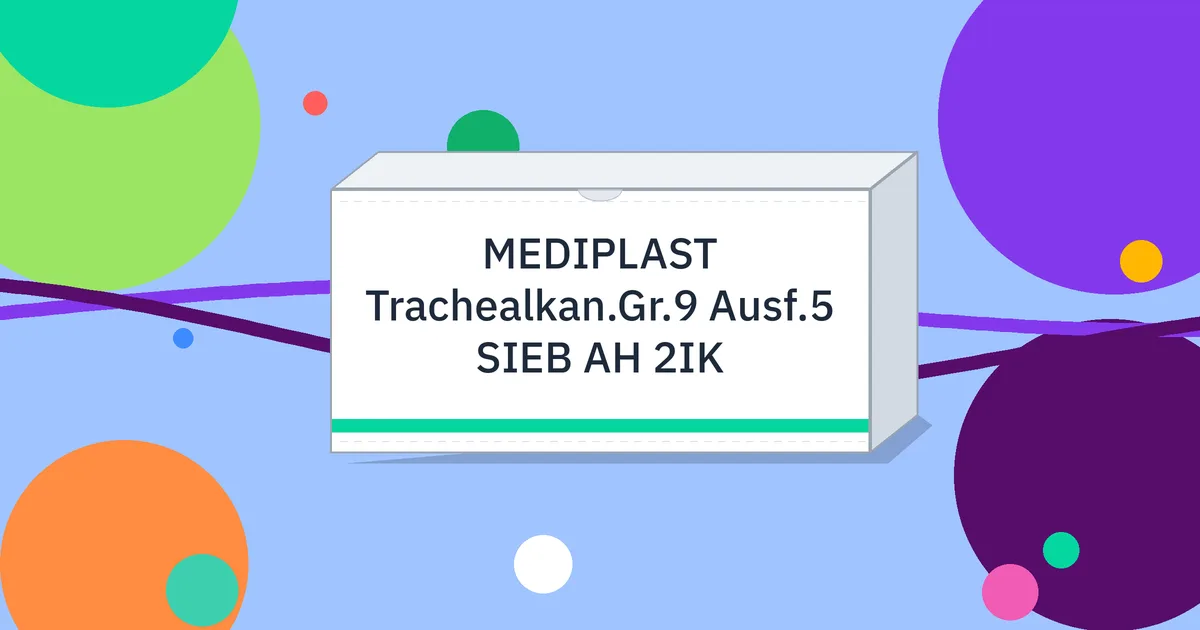 Symbolbild: Packung mit der Aufschrift MEDIPLAST Trachealkan.Gr.9 Ausf.5 SIEB AH 2IK (PZN 04526880) – Verfügbarkeit und Bezug in Apotheken in Frankfurt am Main