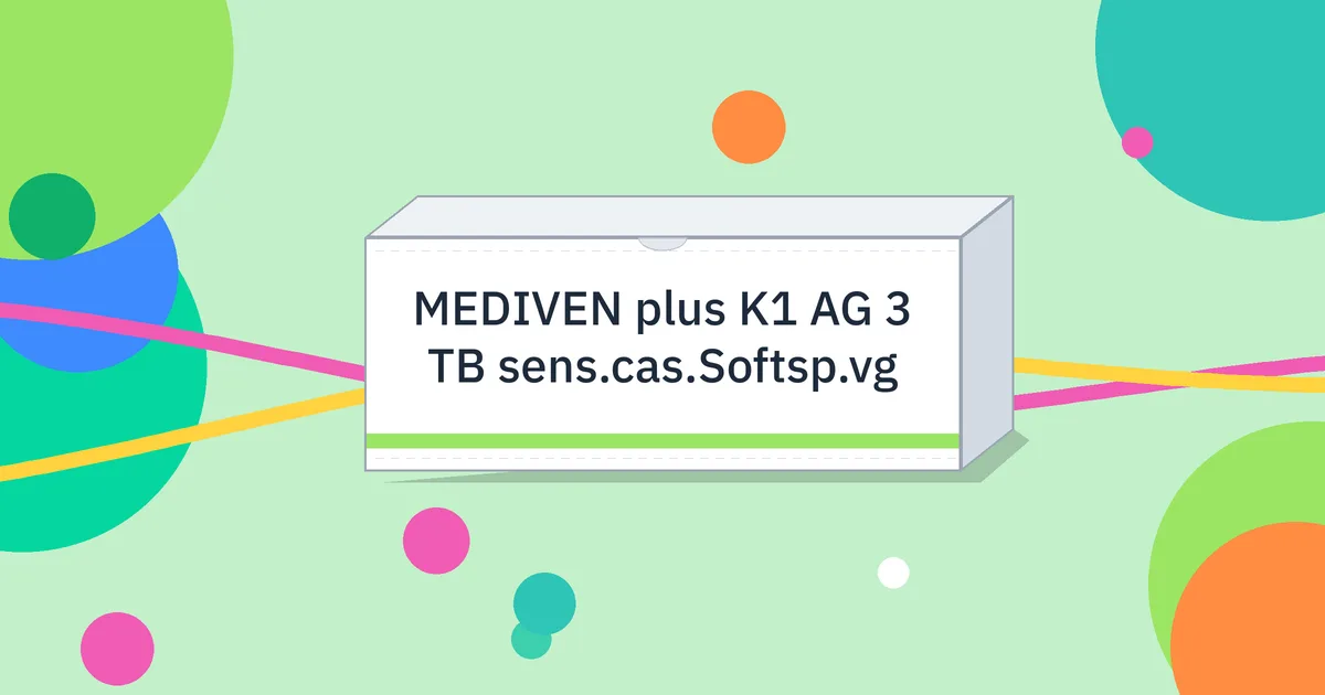 Symbolbild: Packung mit der Aufschrift MEDIVEN plus K1 AG 3 TB sens.cas.Softsp.vg (PZN 15063905) – Verfügbarkeit und Bezug in Apotheken in Frankfurt am Main