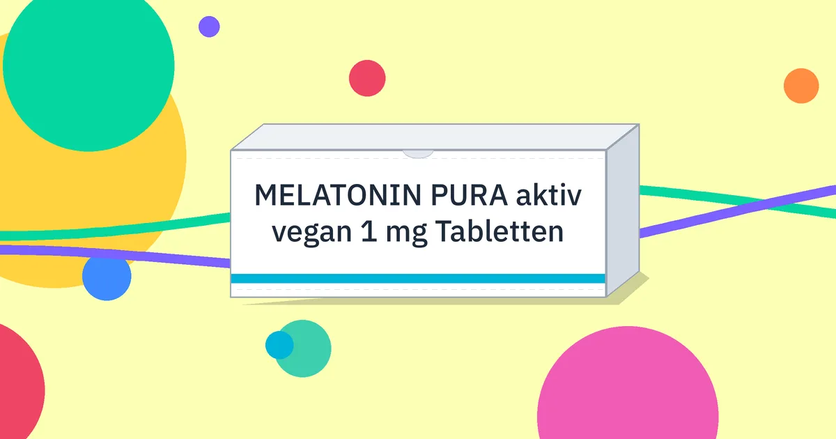 Symbolbild: Packung mit der Aufschrift MELATONIN PURA aktiv vegan 1 mg Tabletten (PZN 20596609) – Verfügbarkeit und Bezug in Apotheken in Frankfurt am Main