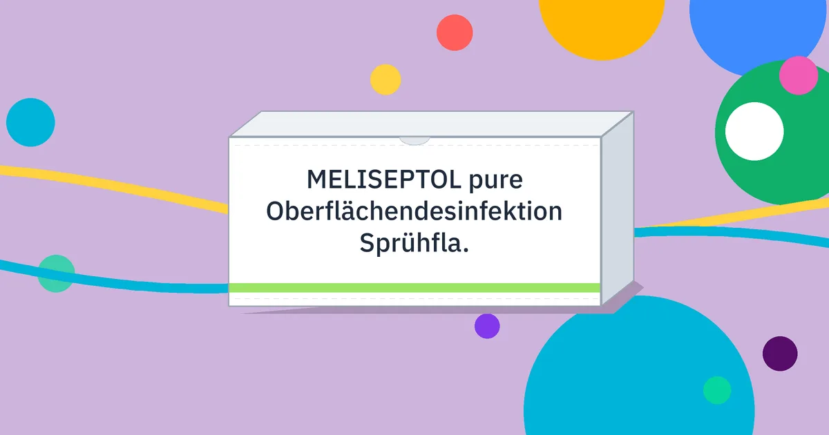 Symbolbild: Packung mit der Aufschrift MELISEPTOL pure Oberflächendesinfektion Sprühfla. (PZN 19396733) – Verfügbarkeit und Bezug in Apotheken in Frankfurt am Main