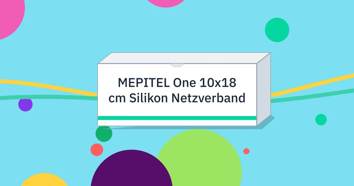 Symbolbild: Packung mit der Aufschrift MEPITEL One 10x18 cm Silikon Netzverband (PZN 17606037) – Verfügbarkeit und Bezug in Apotheken in Frankfurt am Main