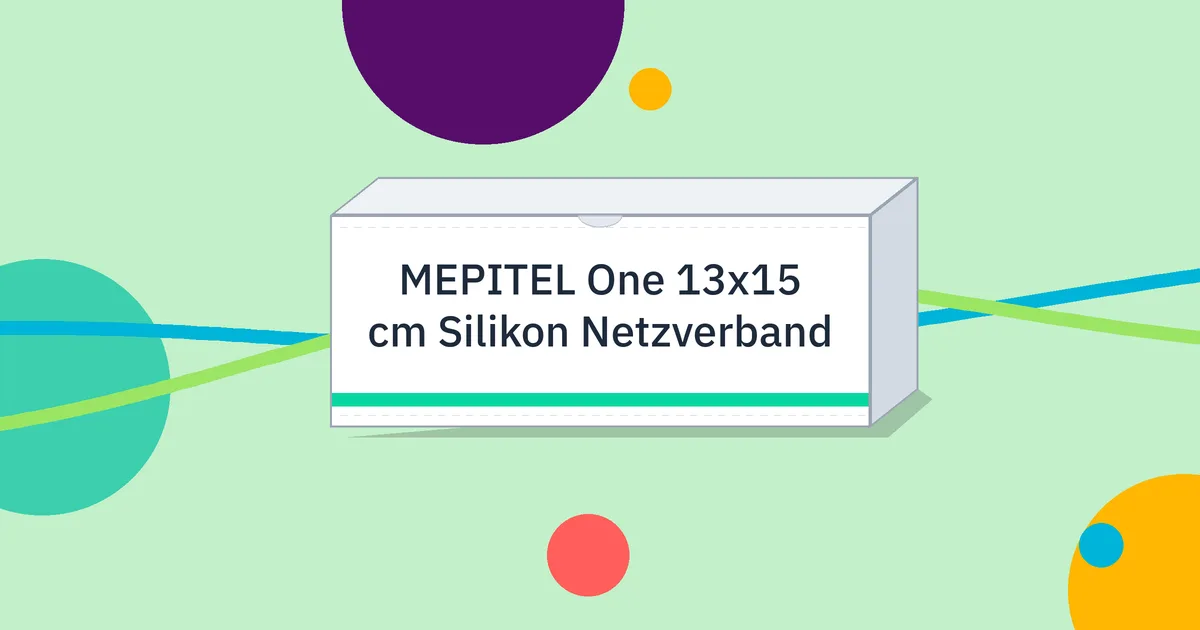 Symbolbild: Packung mit der Aufschrift MEPITEL One 13x15 cm Silikon Netzverband (PZN 14333113) – Verfügbarkeit und Bezug in Apotheken in Frankfurt am Main