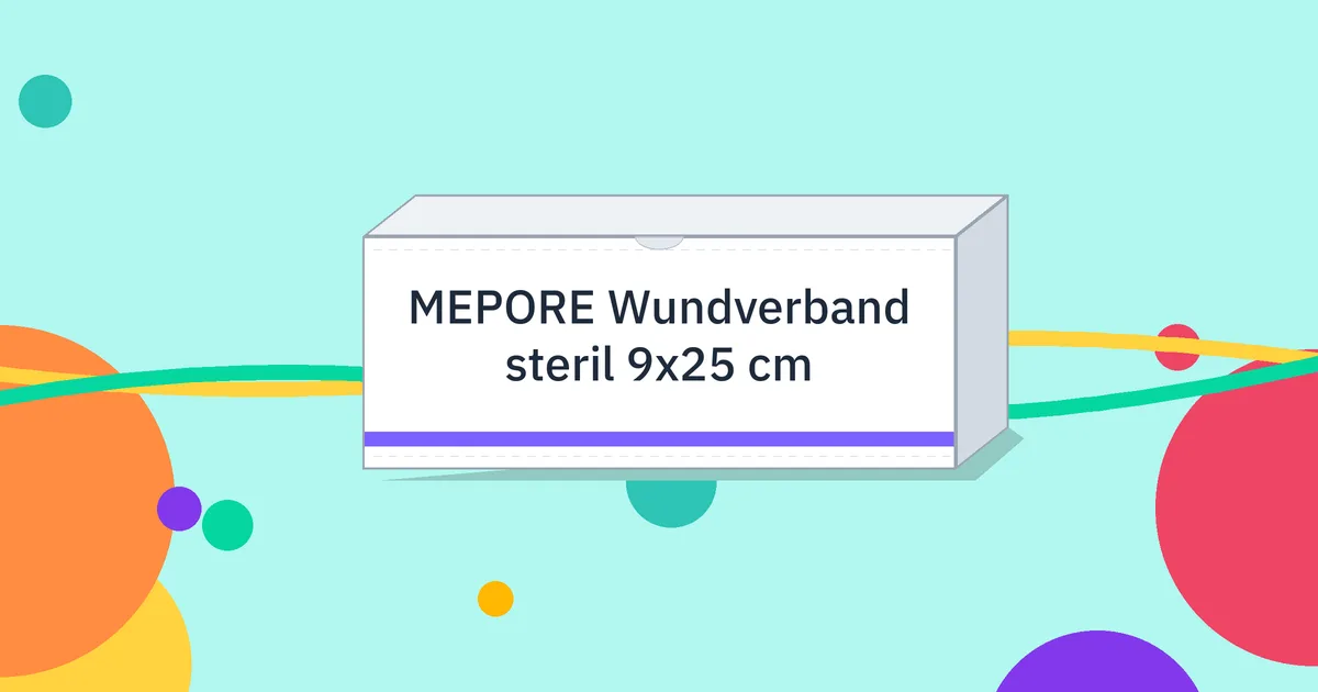 Symbolbild: Packung mit der Aufschrift MEPORE Wundverband steril 9x25 cm (PZN 11152434) – Verfügbarkeit und Bezug in Apotheken in Frankfurt am Main
