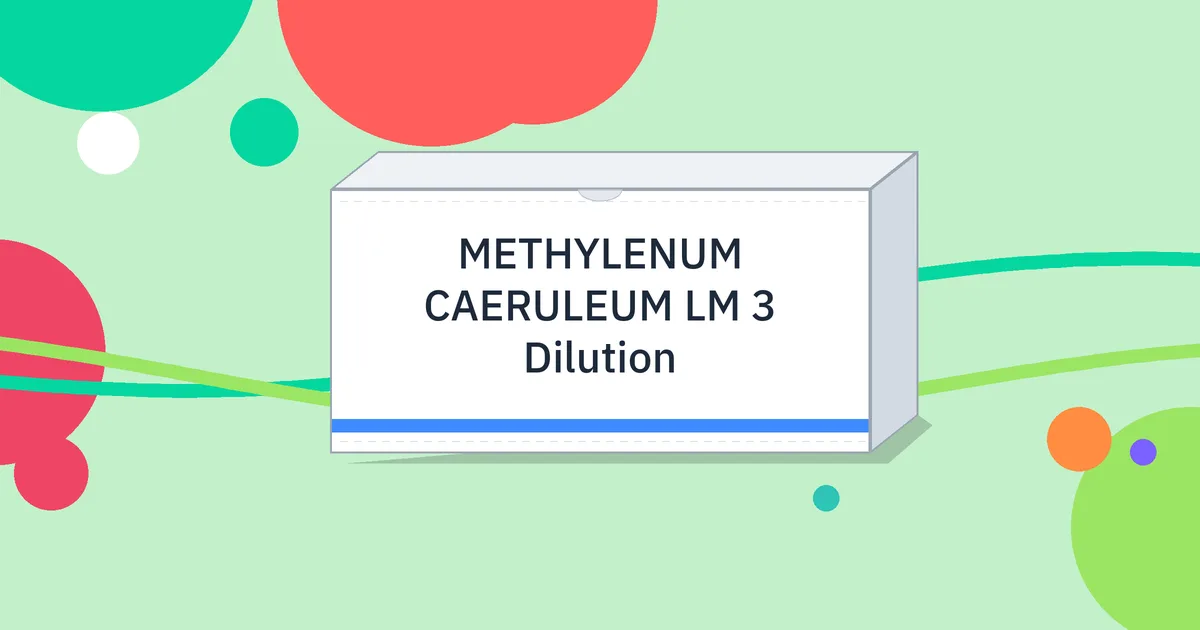 Symbolbild: Packung mit der Aufschrift METHYLENUM CAERULEUM LM 3 Dilution (PZN 13606939) – Verfügbarkeit und Bezug in Apotheken in Frankfurt am Main