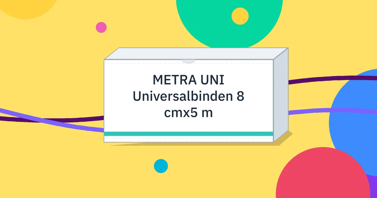 Symbolbild: Packung mit der Aufschrift METRA UNI Universalbinden 8 cmx5 m (PZN 07772183) – Verfügbarkeit und Bezug in Apotheken in Frankfurt am Main