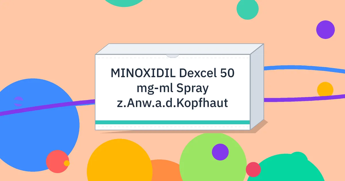 Symbolbild: Packung mit der Aufschrift MINOXIDIL Dexcel 50 mg-ml Spray z.Anw.a.d.Kopfhaut (PZN 18892418) – Verfügbarkeit und Bezug in Apotheken in Frankfurt am Main