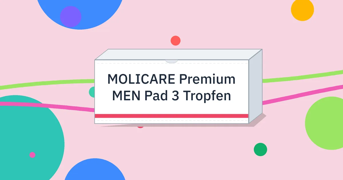 Symbolbild: Packung mit der Aufschrift MOLICARE Premium MEN Pad 3 Tropfen (PZN 13982507) – Verfügbarkeit und Bezug in Apotheken in Frankfurt am Main