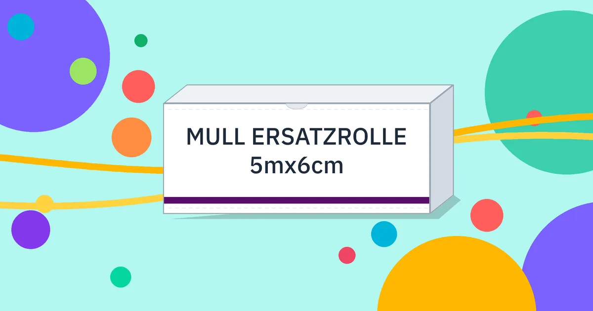 Symbolbild: Packung mit der Aufschrift MULL ERSATZROLLE 5mx6cm (PZN 01721687) – Verfügbarkeit und Bezug in Apotheken in Frankfurt am Main