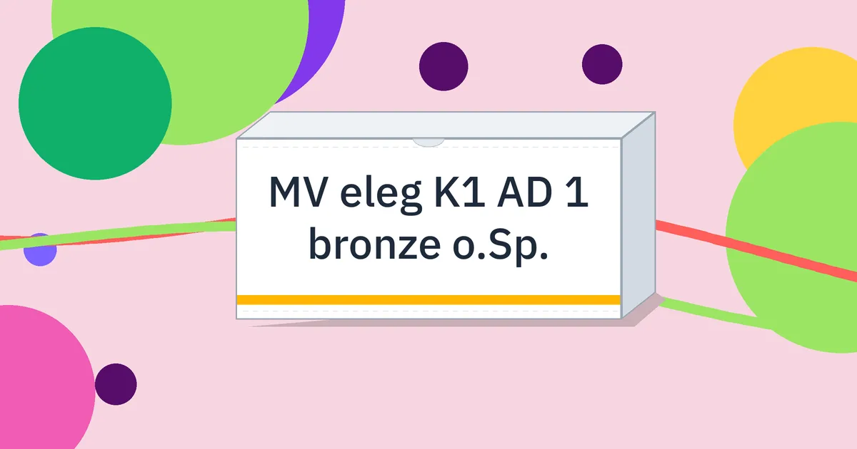 Symbolbild: Packung mit der Aufschrift MV eleg K1 AD 1 bronze o.Sp. (PZN 14704874) – Verfügbarkeit und Bezug in Apotheken in Frankfurt am Main