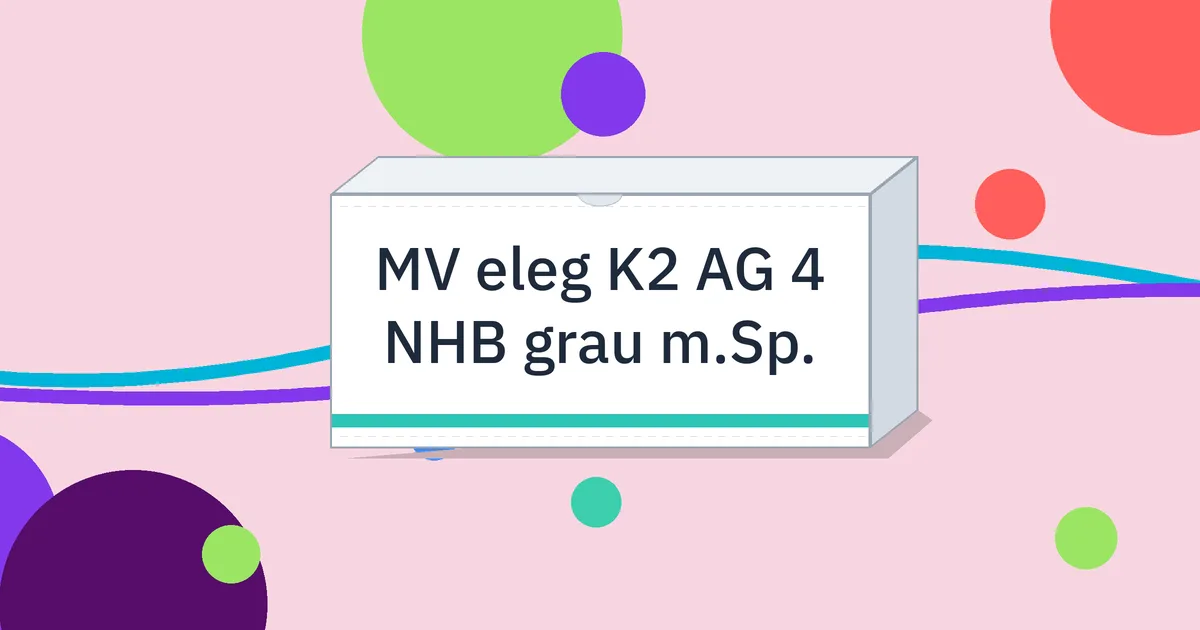 Symbolbild: Packung mit der Aufschrift MV eleg K2 AG 4 NHB grau m.Sp. (PZN 18928889) – Verfügbarkeit und Bezug in Apotheken in Frankfurt am Main