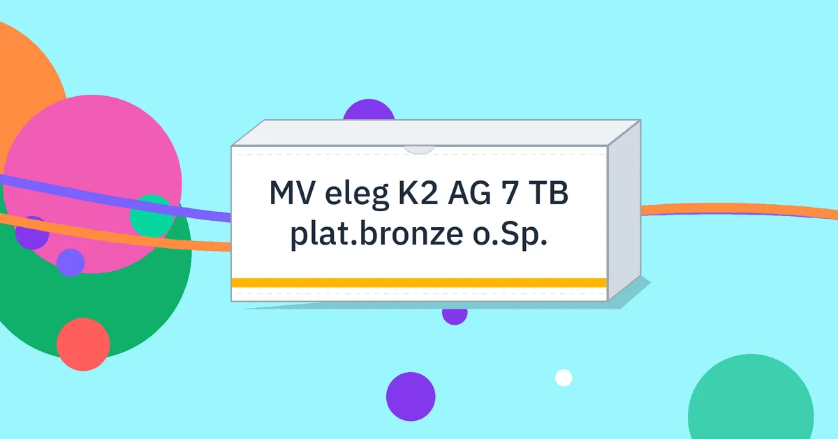 Symbolbild: Packung mit der Aufschrift MV eleg K2 AG 7 TB plat.bronze o.Sp. (PZN 14718043) – Verfügbarkeit und Bezug in Apotheken in Frankfurt am Main